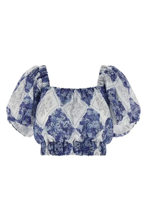 Twin-set Floral Lozenge Print Ramie Blouse