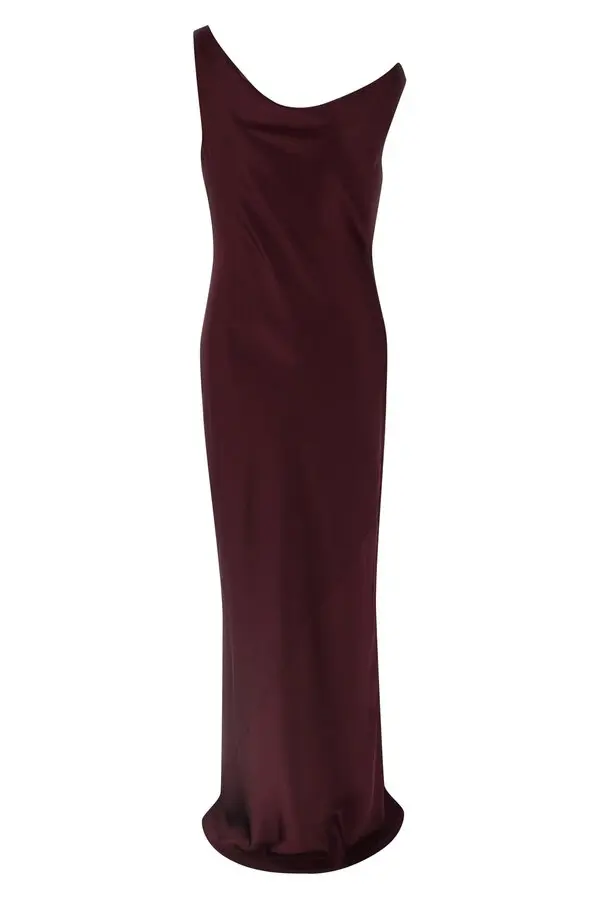 Norma Kamali Maria Satin Crepe Maxi Dress - Bordeaux
