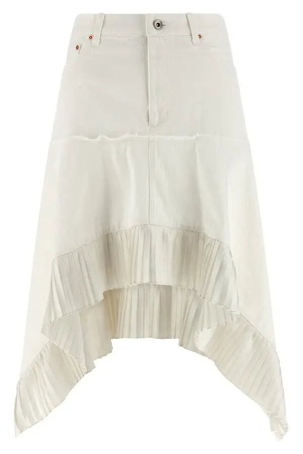 Sacai Satin Denim Skirt - White