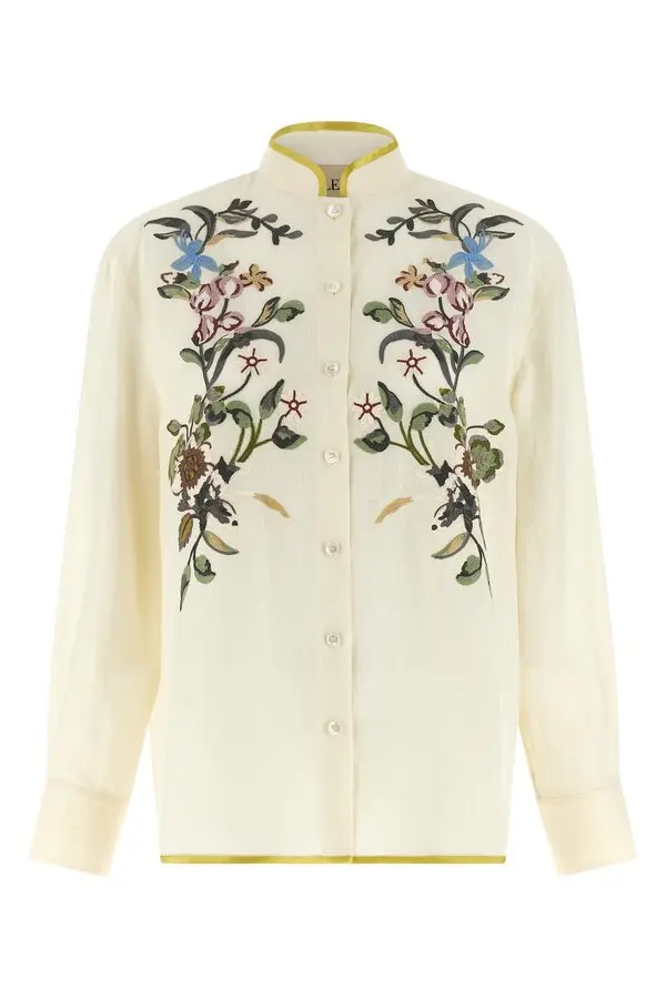 Valentino Garavani Floral Embroidery Linen Shirt