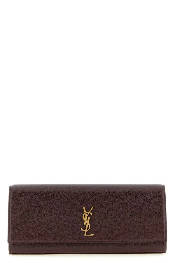 Saint Laurent Kate Grain De Poudre Leather Clutch
