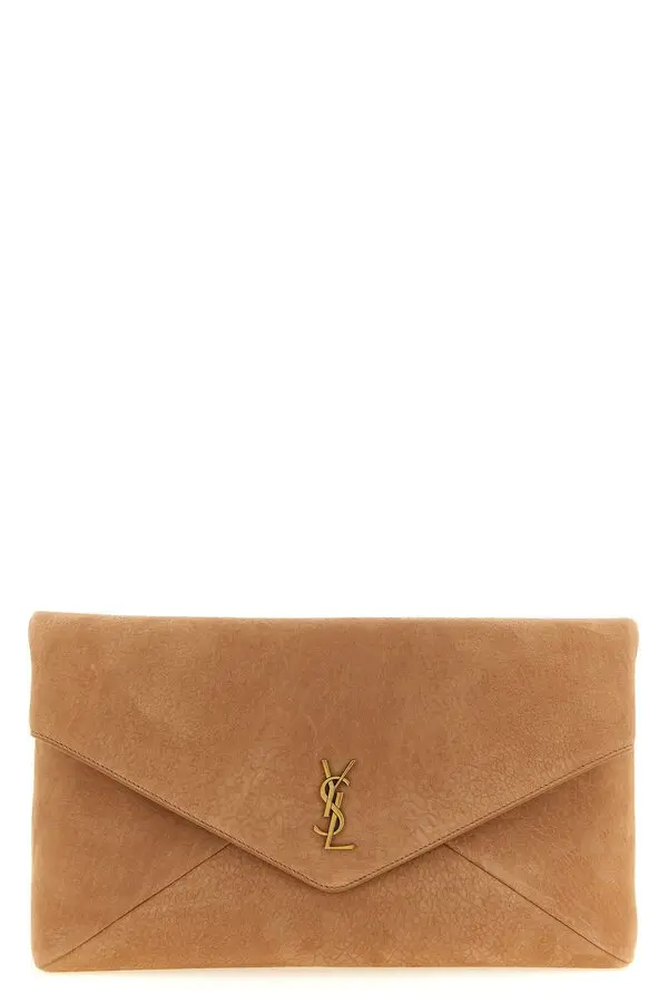 Saint Laurent Envelope Maxi Clutch Bag - Brown
