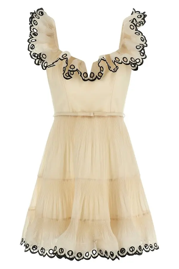 Zimmermann Embroidered Frilled Mini Dress