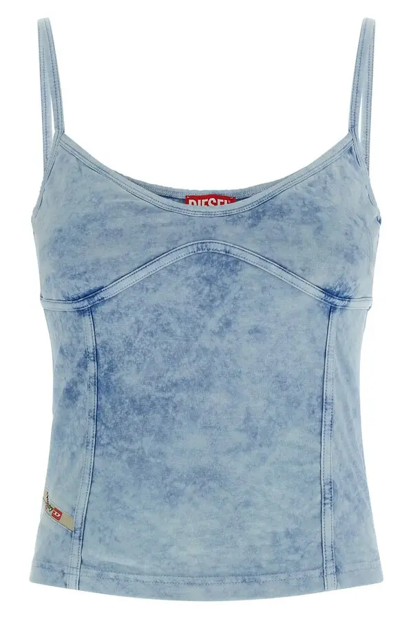 DIESEL® T-ony Delavé Denim-effect Stretch Jersey Top