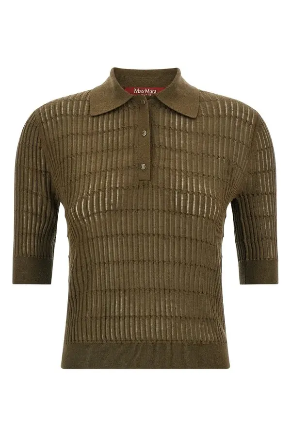 Max Mara Mstgallo Wool And Silk Polo Shirt - Green