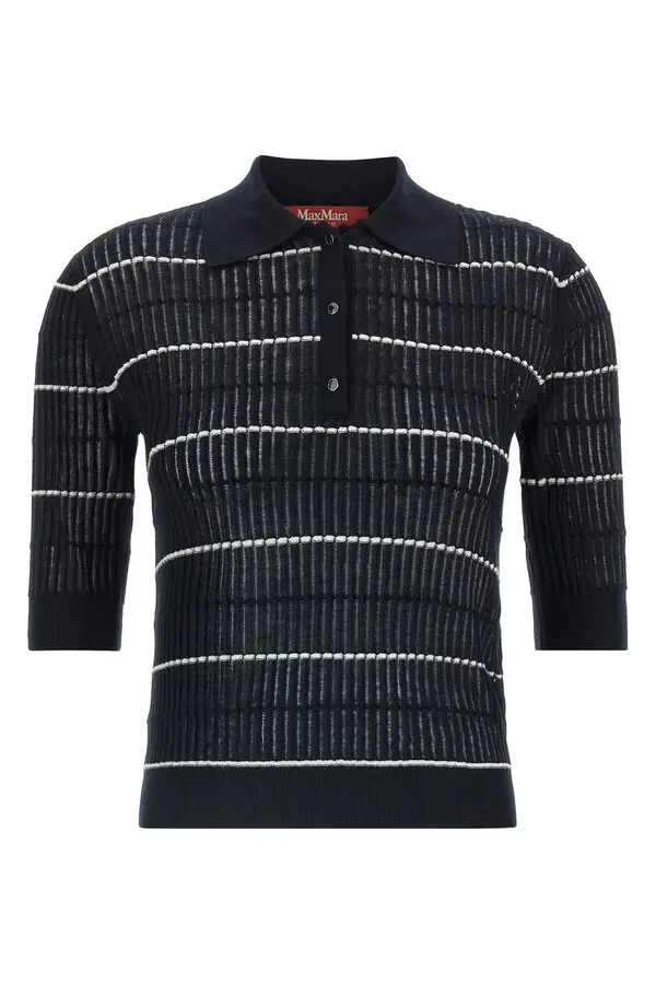 Max Mara Mstgallo Silk And Wool Polo Shirt - Blue