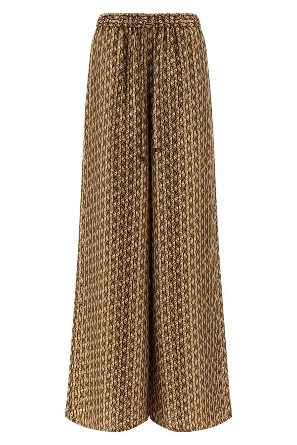 Max Mara Printed Silk Twill Trousers - Brown