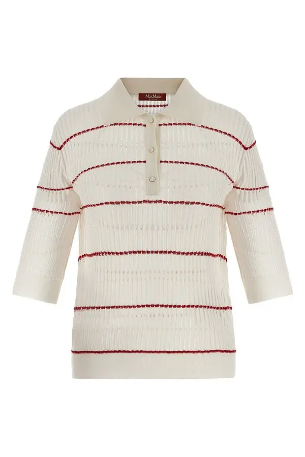 Max Mara Mstgallo Silk And Wool Blend Polo Shirt - White