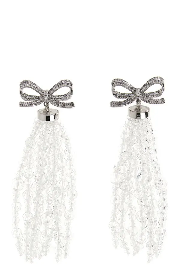 SELF-PORTRAIT Bow Beaded Waterfall Earrings