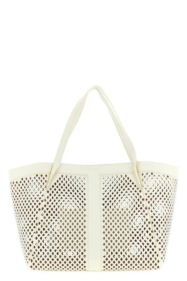 Twin-set Openwork Leather Shopping Bag - White