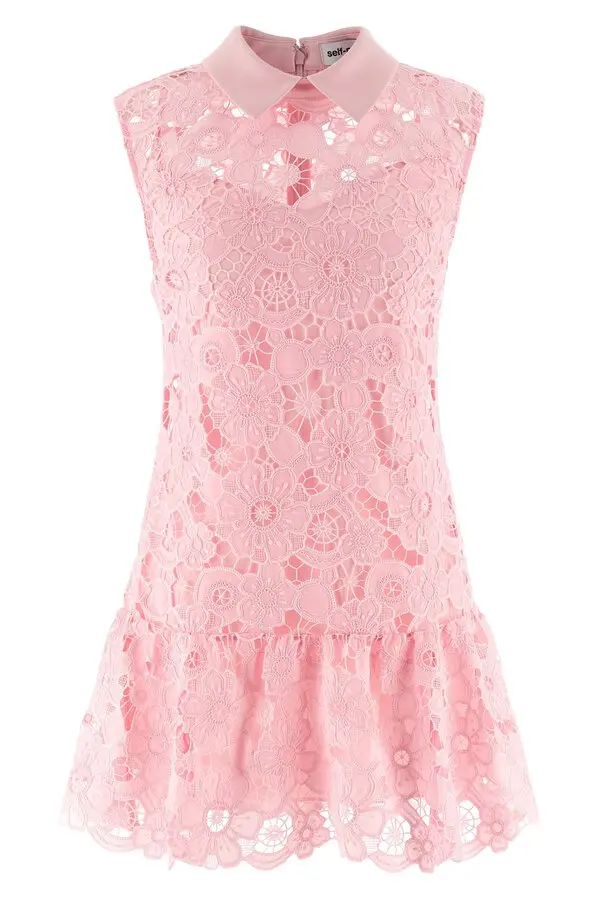 SELF-PORTRAIT Openwork Lace Collared Dress