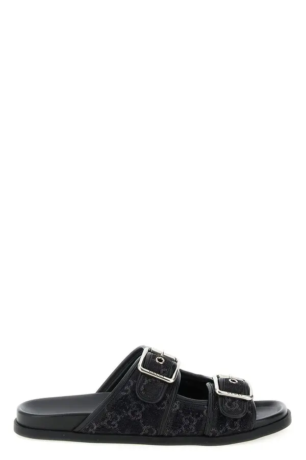 Gucci Gg Denim Slides - Black