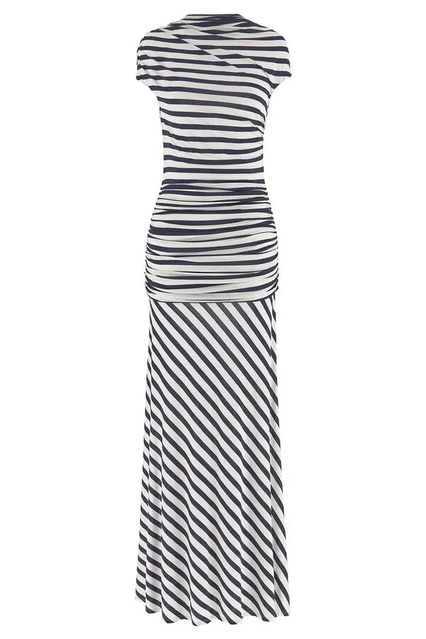 SELF-PORTRAIT Navy Stripe Jersey Maxi' Dress