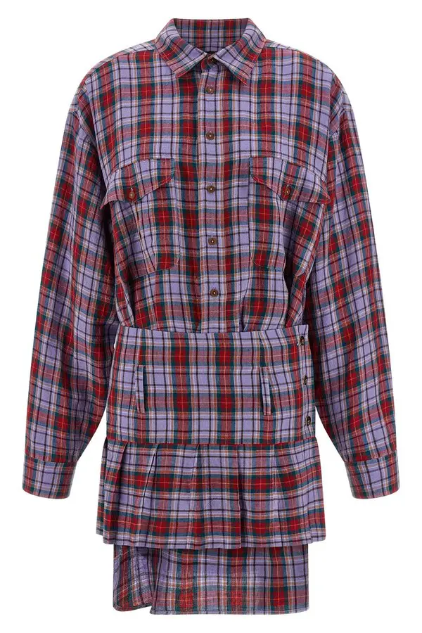 VIVIENNE WESTWOOD Marta Check Print Linen Mini Dress