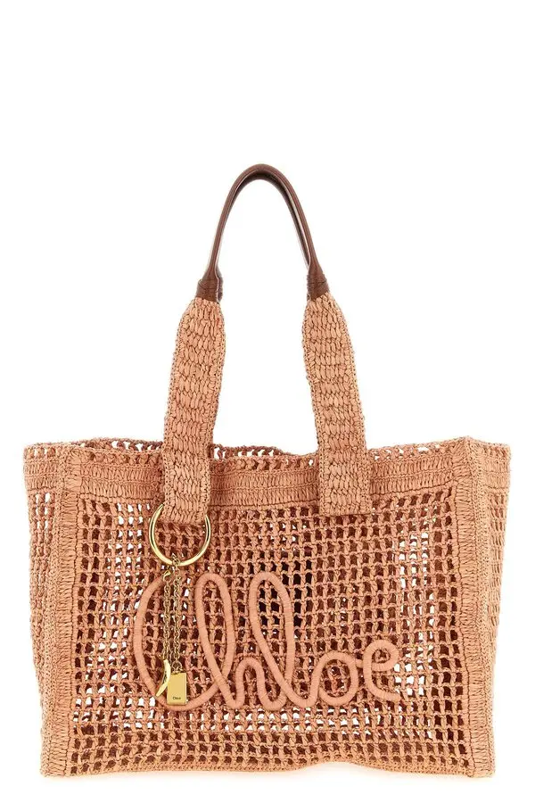 Chloé East-west Summer Banana Crocheted Raffia Shopper Bag - Pink