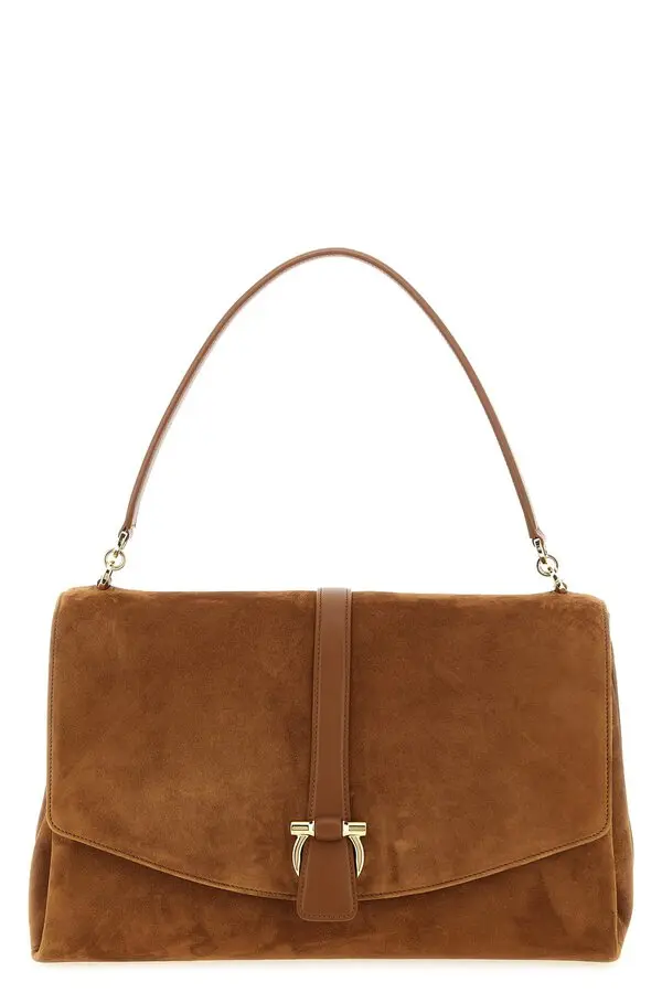 FERRAGAMO Suede Shoulder Bag - Brown
