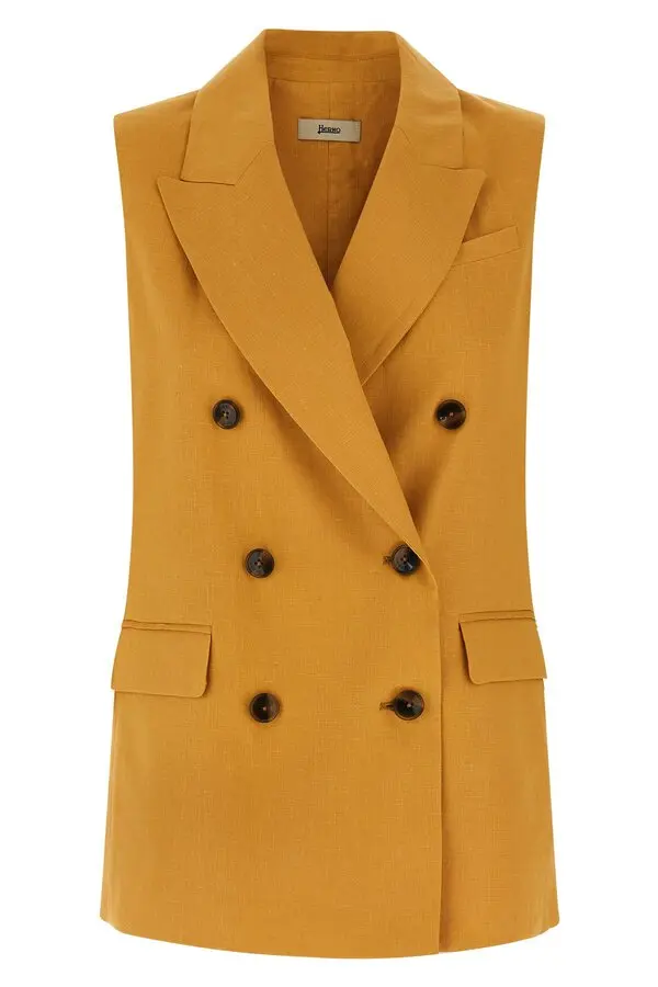 Herno Linen Vest - Yellow