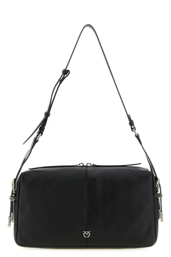 Pinko Keeper Leather Shoulder Bag - Black