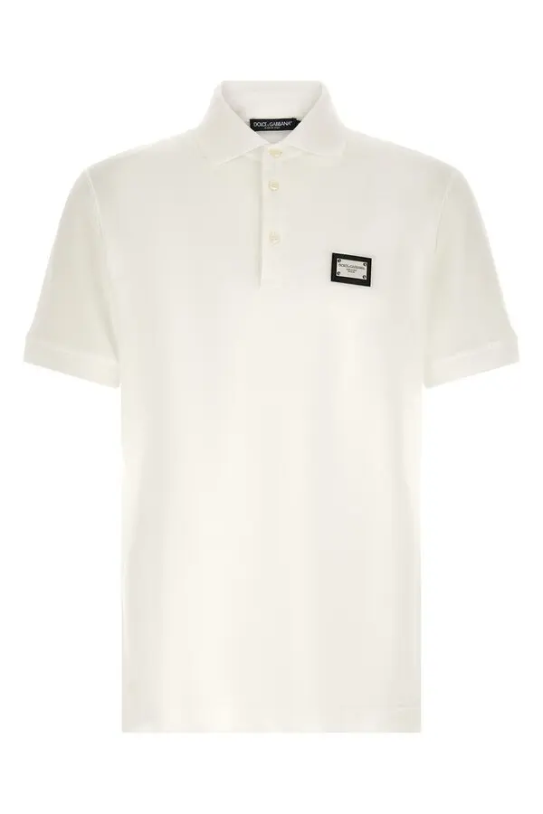 Dolce & Gabbana Logo Plate Polo Shirt - White
