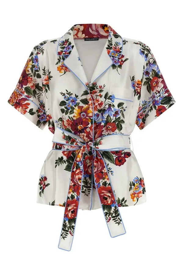 Dolce & Gabbana Mazzo Di Fiori Silk Twill Vanity Shirt