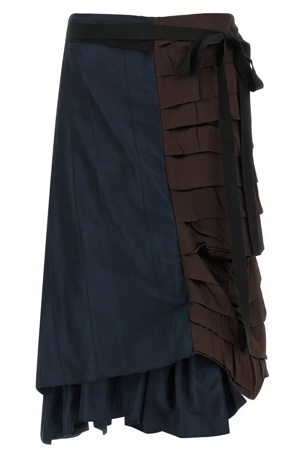 Prada Silk Patchwork Midi Skirt