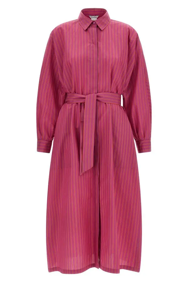 Max Mara Mxmlord Striped Cotton Poplin Dress