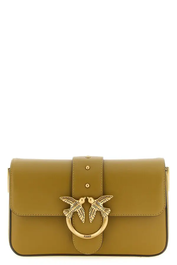 Pinko Leather Mini Love Slouchy Shoulder Bag - Green