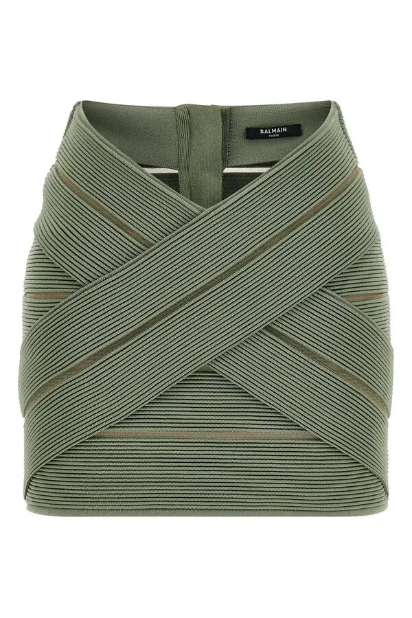Balmain V-shaped Waist Mini Skirt - Green