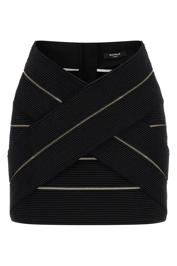Balmain V-shaped Waist Mini Skirt - Black