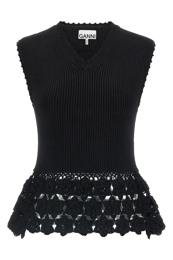 GANNI Cotton Crochet' Vest