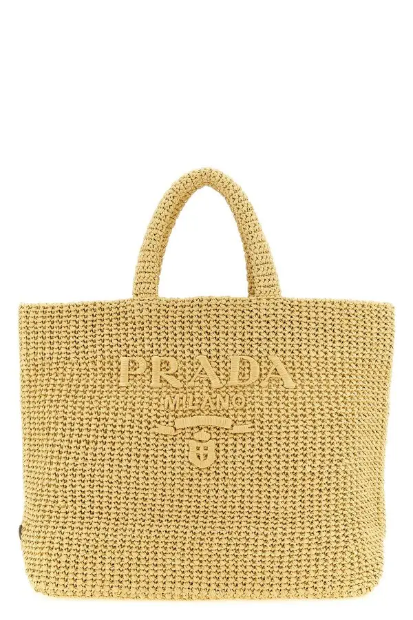 Prada Crochet Raffia Shopping Bag