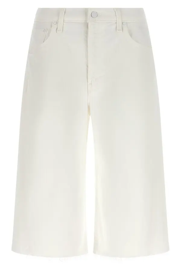 MOTHER The Whole Lot Zip Twist Fray' Bermuda Shorts - White