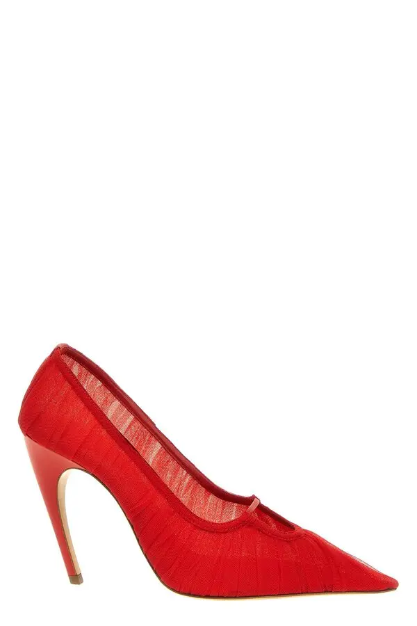 NENSI DOJAKA Tulle Pumps - Red