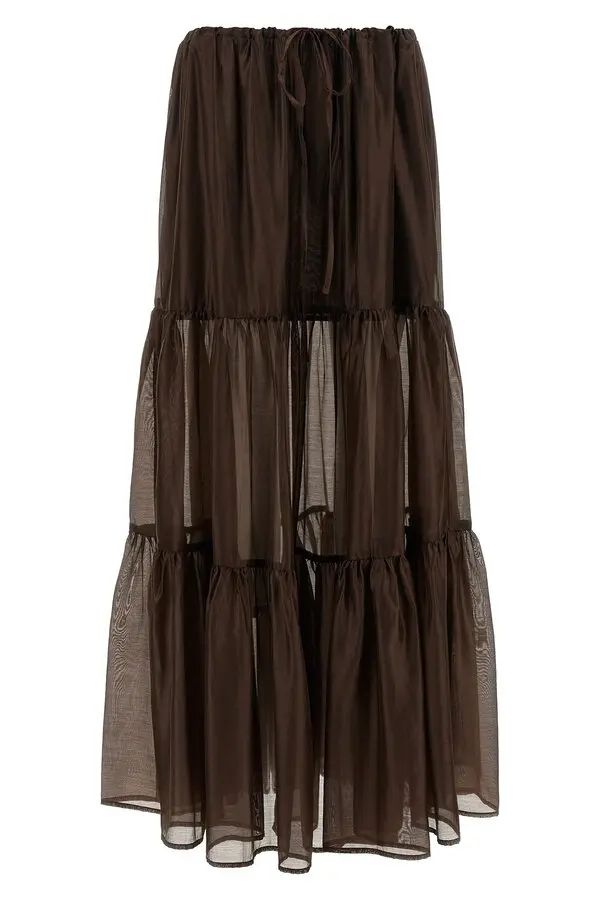 Twin-set Semi-transparent Flounced Maxi Skirt