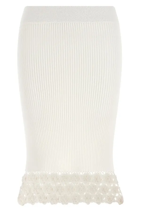 GANNI Cotton Crochet Skirt - White