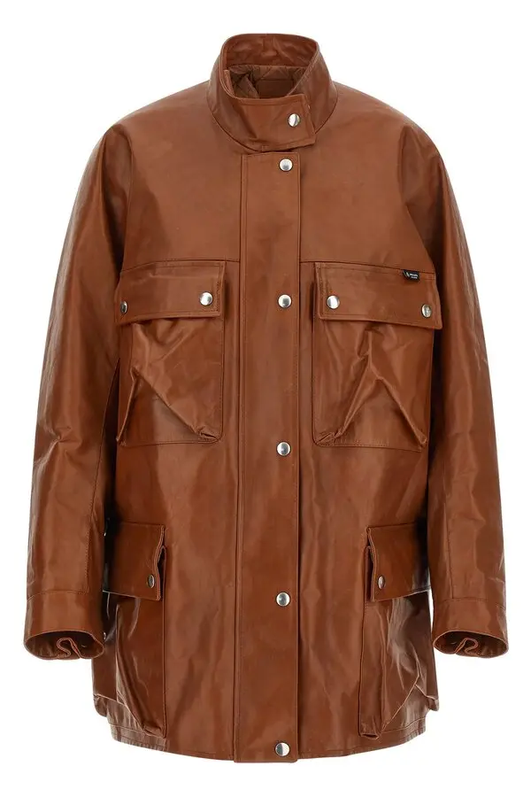 Prada Antiqued Leather Caban - Brown