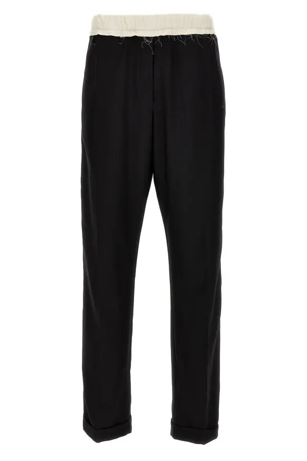 WALES BONNER Seine Wool Trousers - White/black