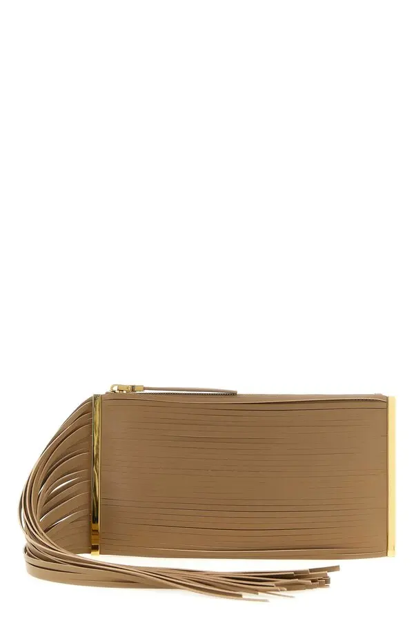 Elisabetta Franchi Fringed Leather Clutch Bag
