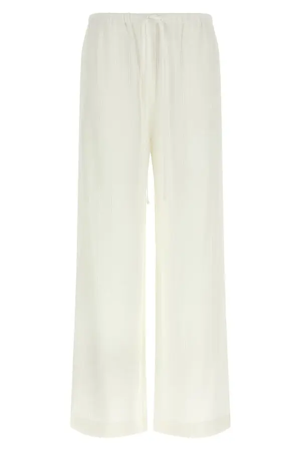 TOTEME Raised Stripe Viscose And Linen Blend Pants