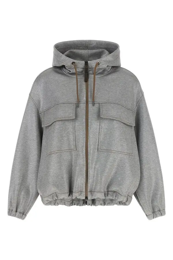 Brunello Cucinelli Shiny Zipper Pull' Bomber Jacket