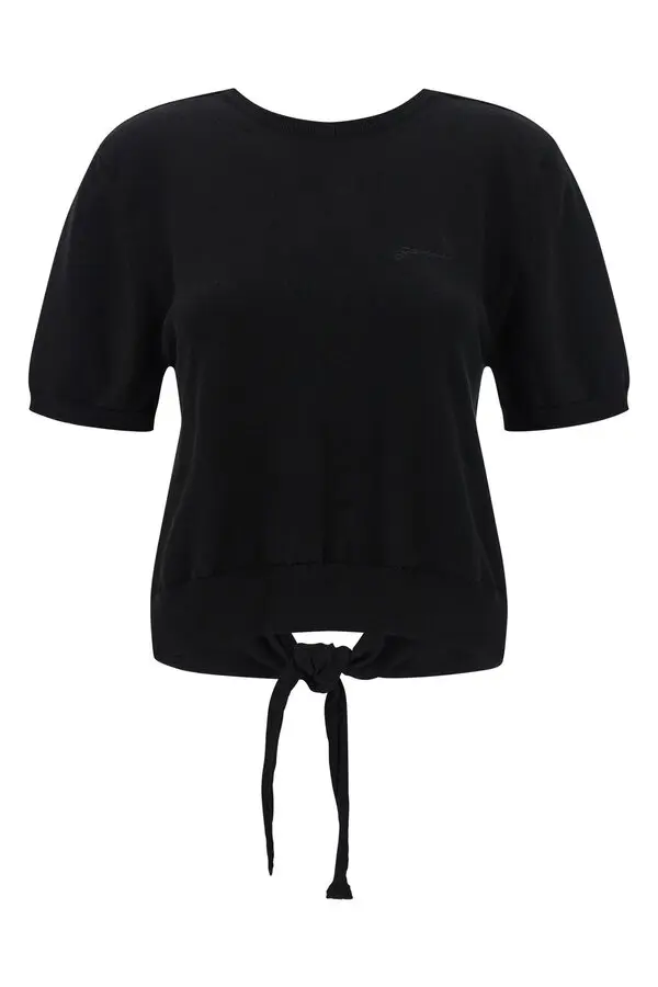 GANNI Organic Cotton Bare Back Sweater - Black