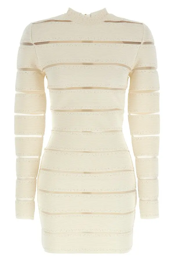 Balmain Stretch Viscose Mini Dress - White