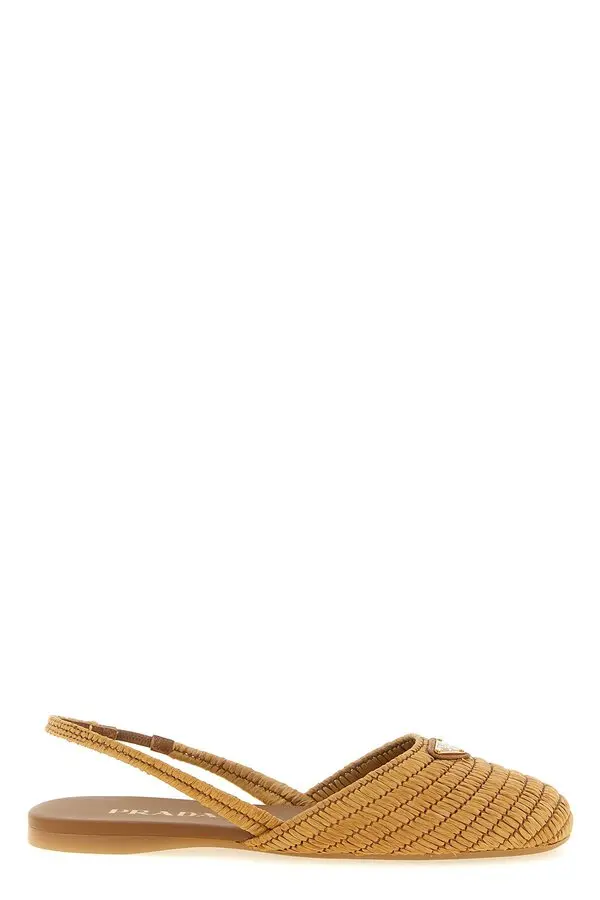 Prada Crochet Slingback Shoes - Beige
