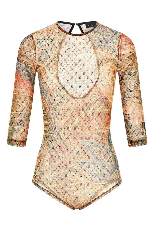 Etro Paisley Foliage Tulle Bodysuit - Multi