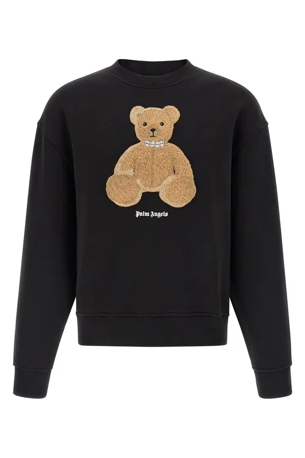 Palm Angels Bear Cotton Sweatshirt - Black