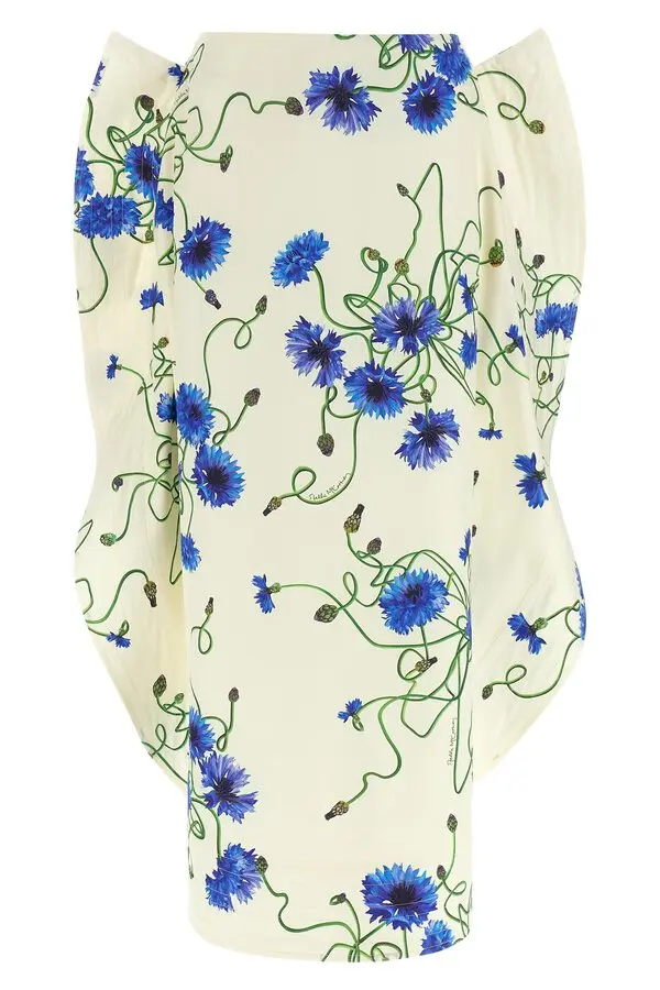 Stella McCartney Ruffled Floral Print Cotton Maxi Skirt - Blue