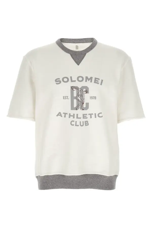 Brunello Cucinelli Short Sleeved Mélange Sweatshirt - White
