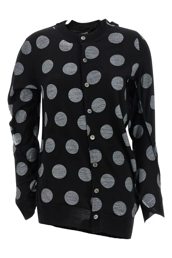 Junya Watanabe Polka Dot Maxi Cardigan - White/black