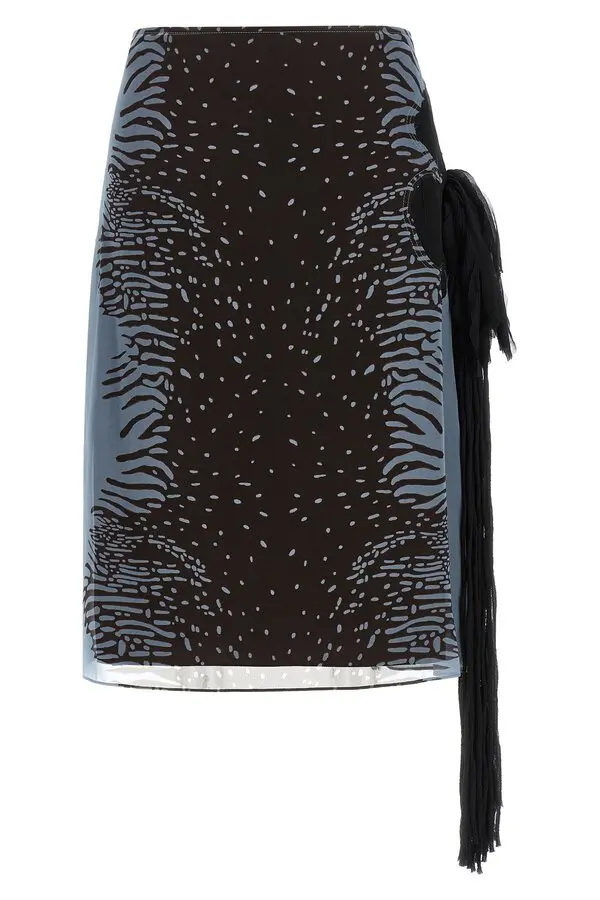 FERRAGAMO Animal Print Silk Georgette Midi Skirt