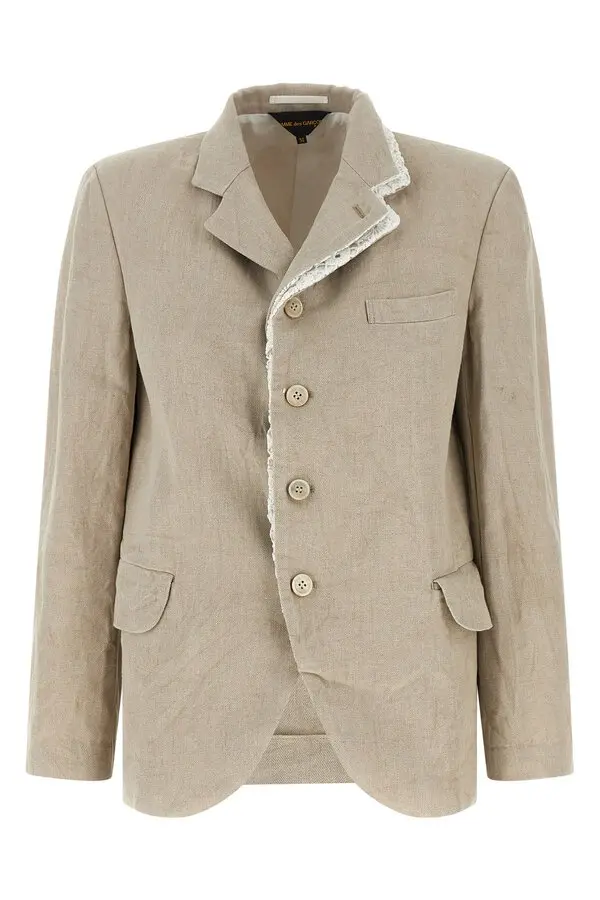 Comme Des Garçons Chevron Linen Double Layer Lapel Blazer